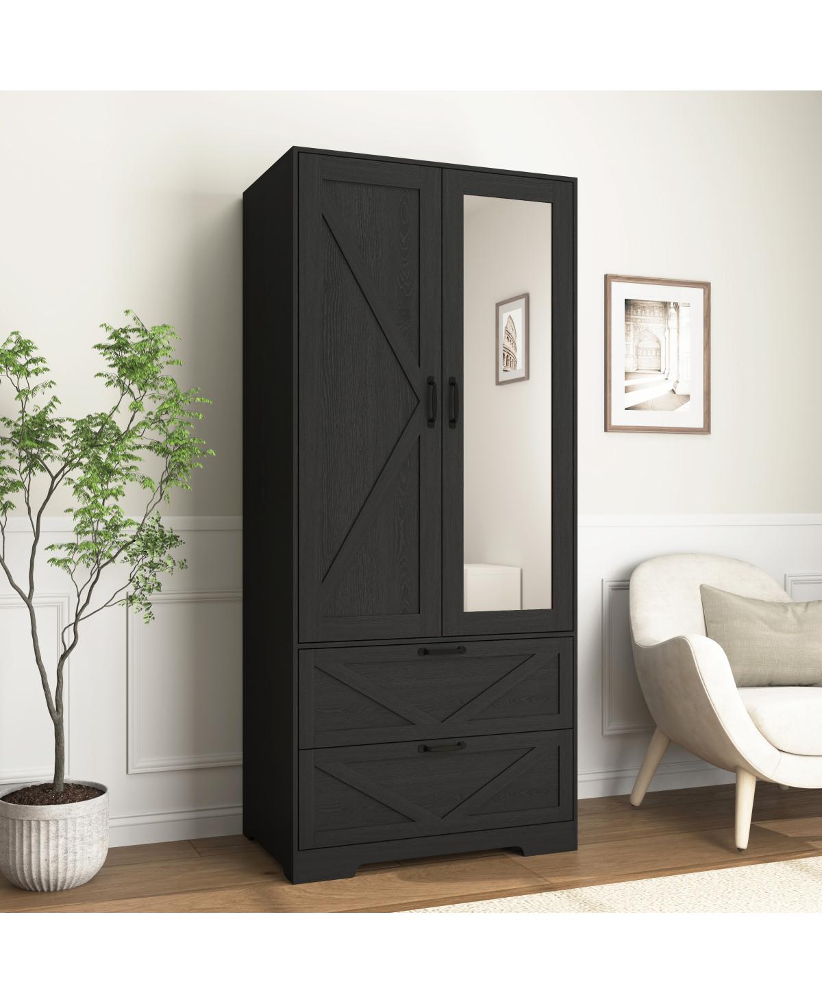 Click here for Streamdale Furniture 2-Door Wood Wardrobe with Han... prices
