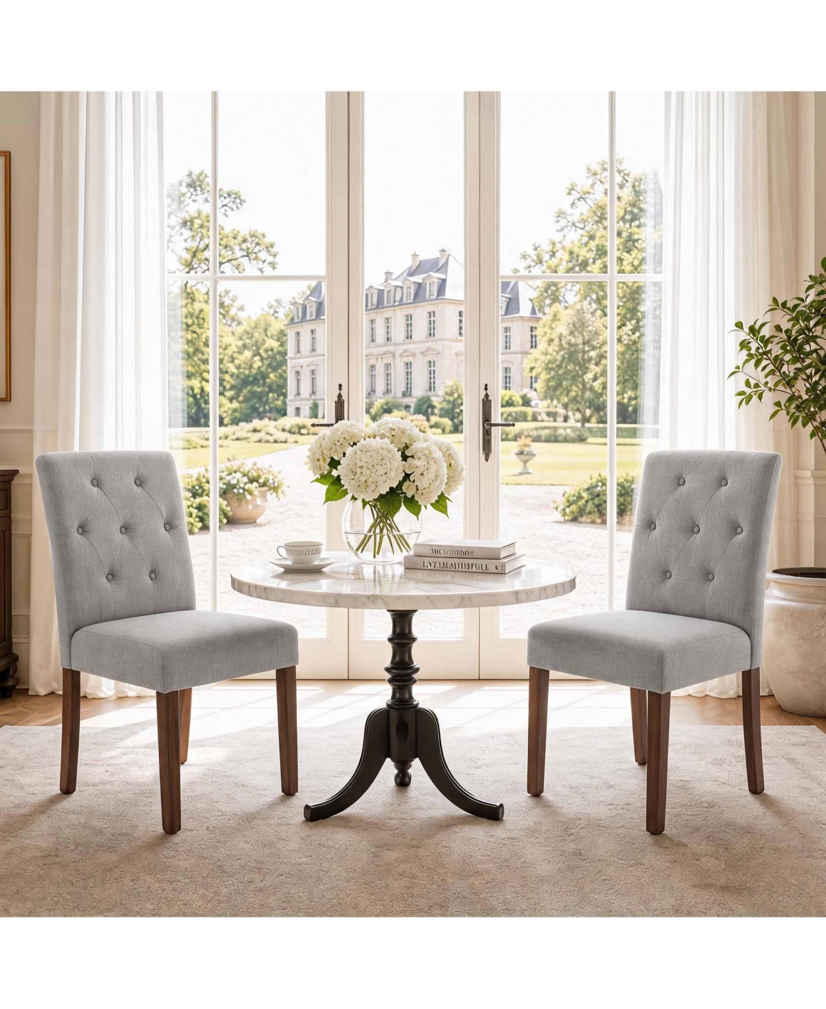 Click here for homfan Set of 2 Dining Chairs  Linen Upholstered P... prices