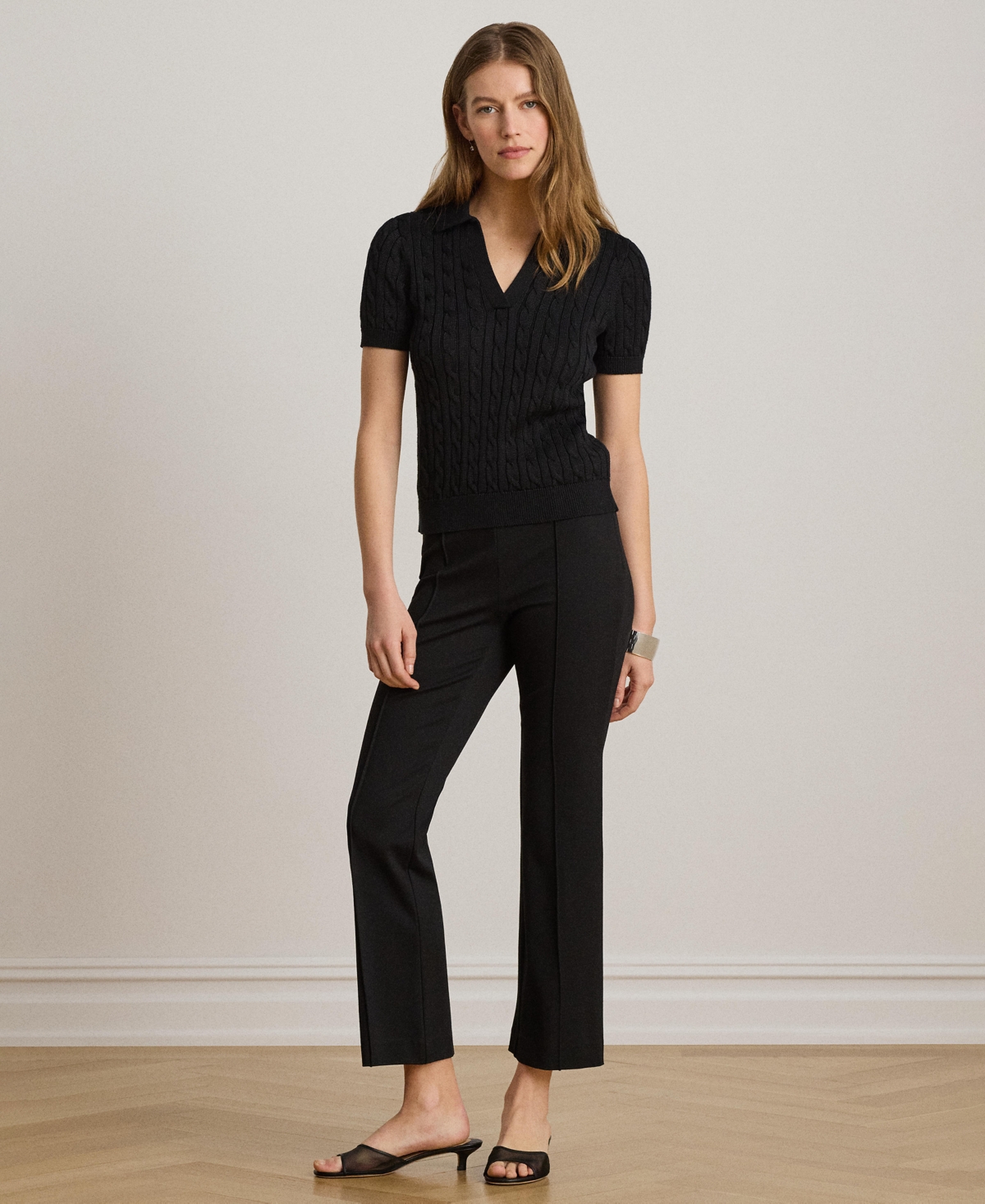 Click here for Lauren Ralph Lauren Womens Twill Flare Ankle Pants... prices