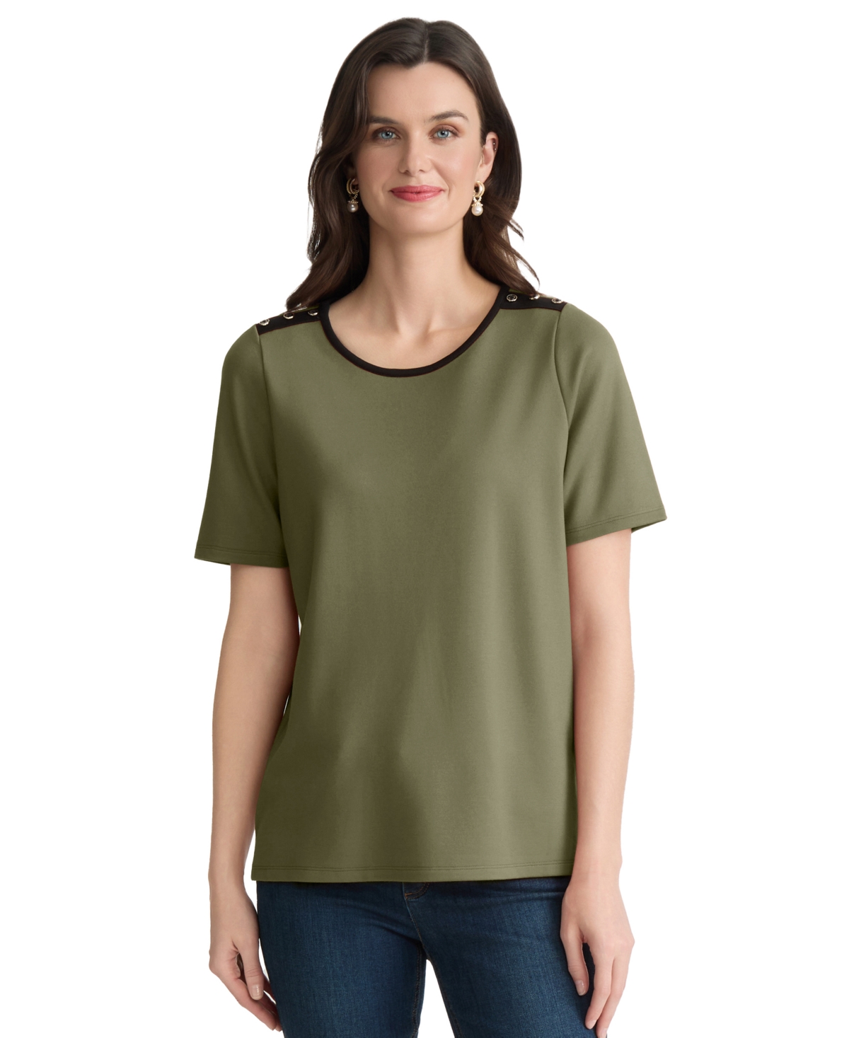 Click here for Jones New York Petite Drop Shoulder Top - Jasper G... prices