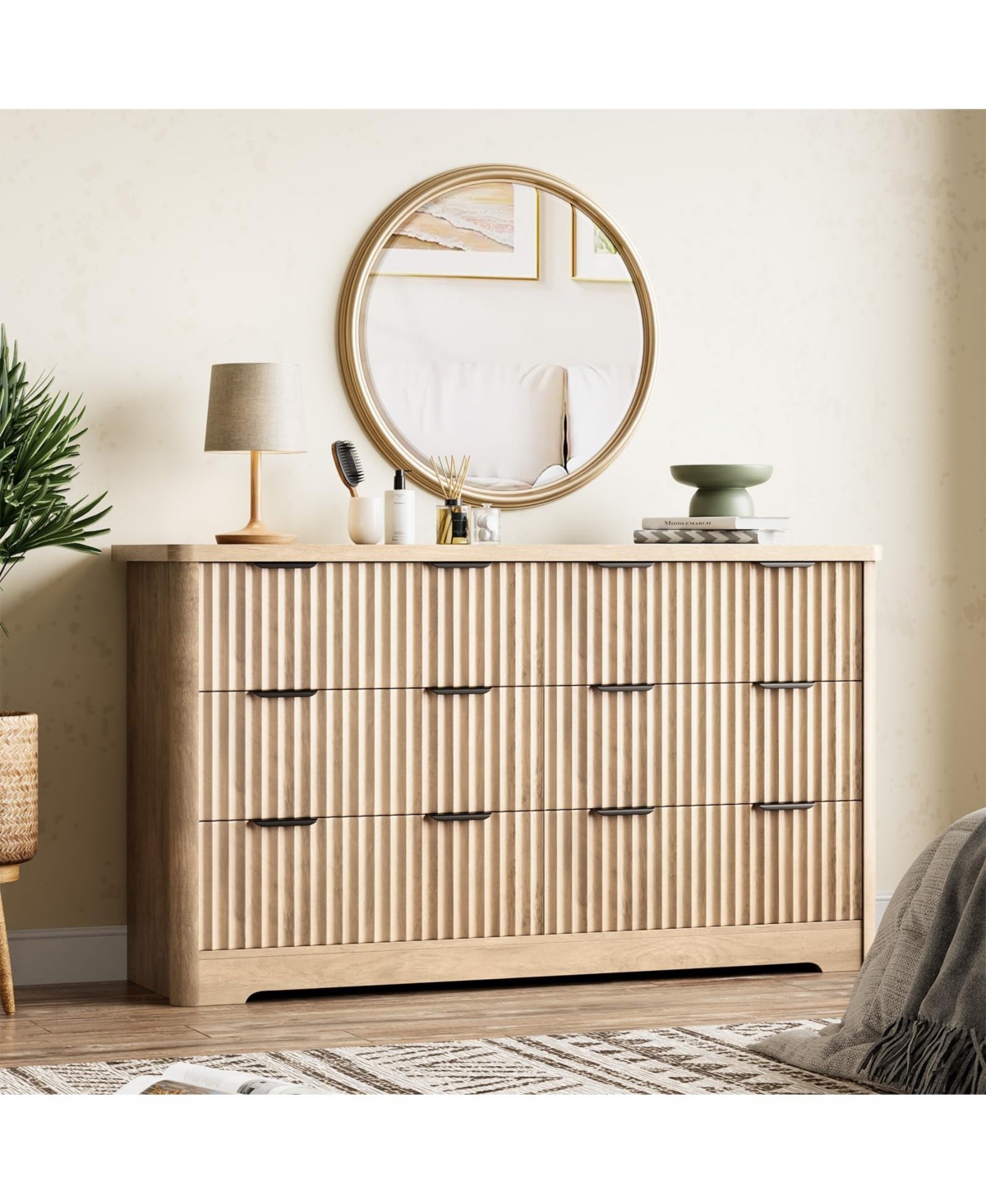 Click here for homfan Fluted Dresser with 6 Drawer Modern Dresser... prices