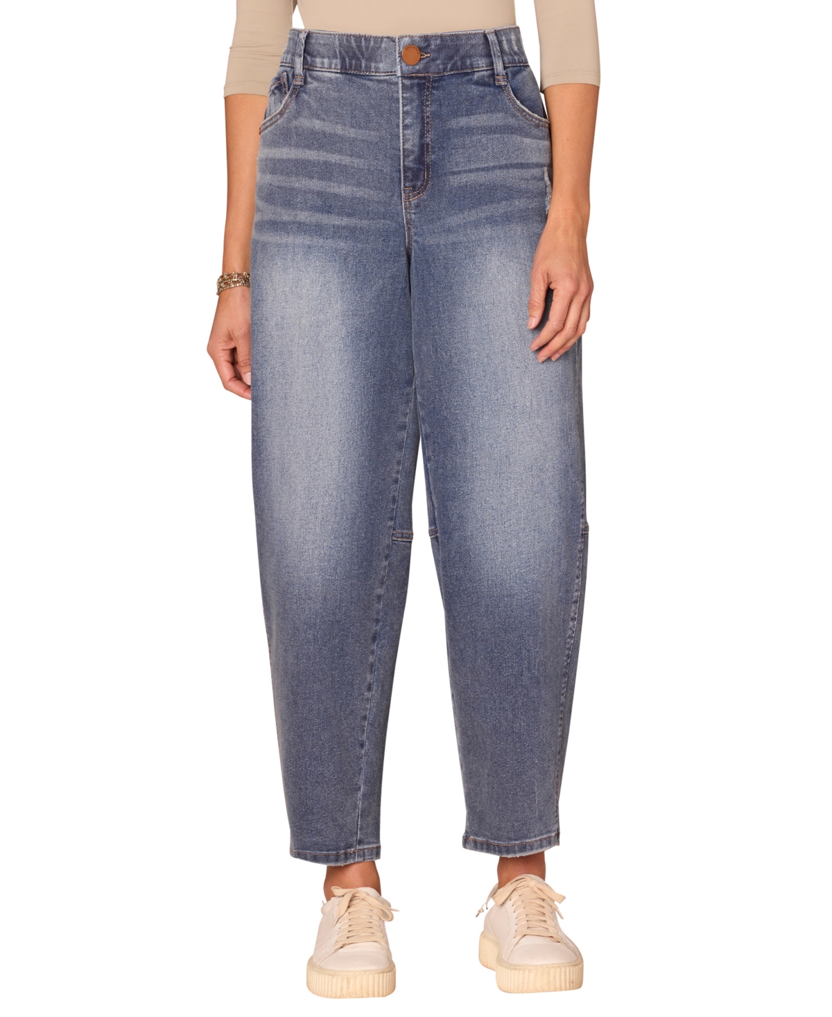 Click here for Democracy Petite Cropped Wide-Leg Jeans - Mid Blue... prices