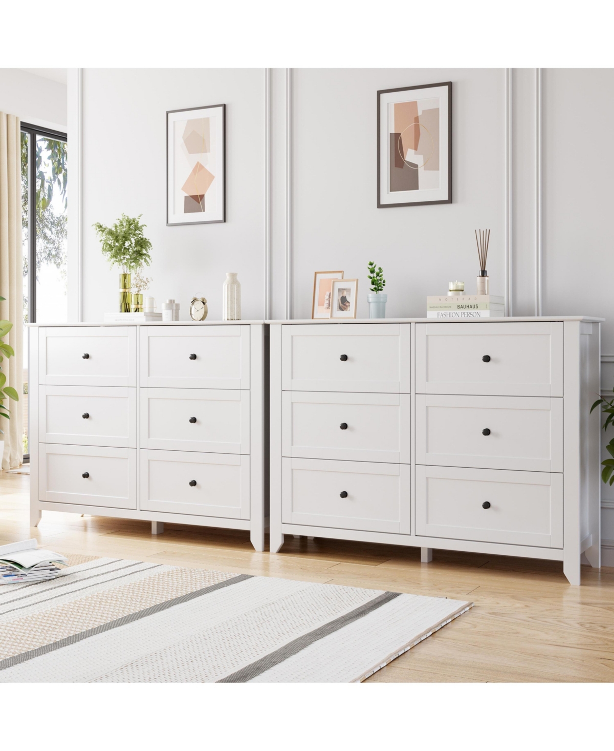 Click here for homfan 2 Set of 6 Drawers Dresser for Bedroom  54... prices