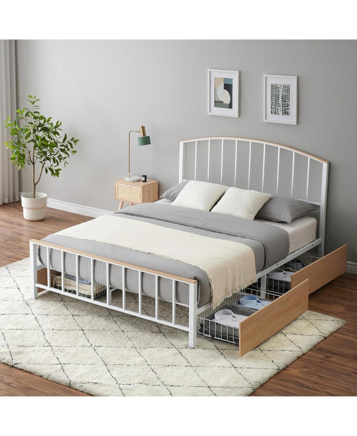 Click here for homfan Tone Metal Platform Bed  Complete Headboard... prices