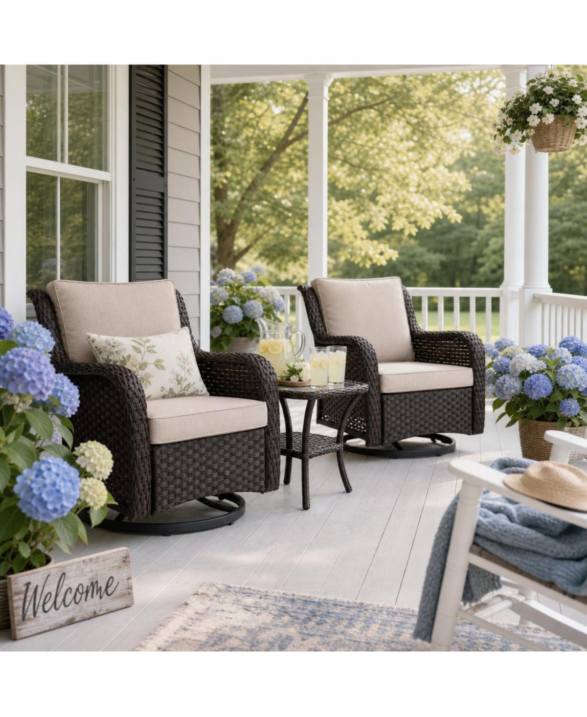Click here for homfan Piece Outdoor Wicker Bistro Set  Swivel Roc... prices