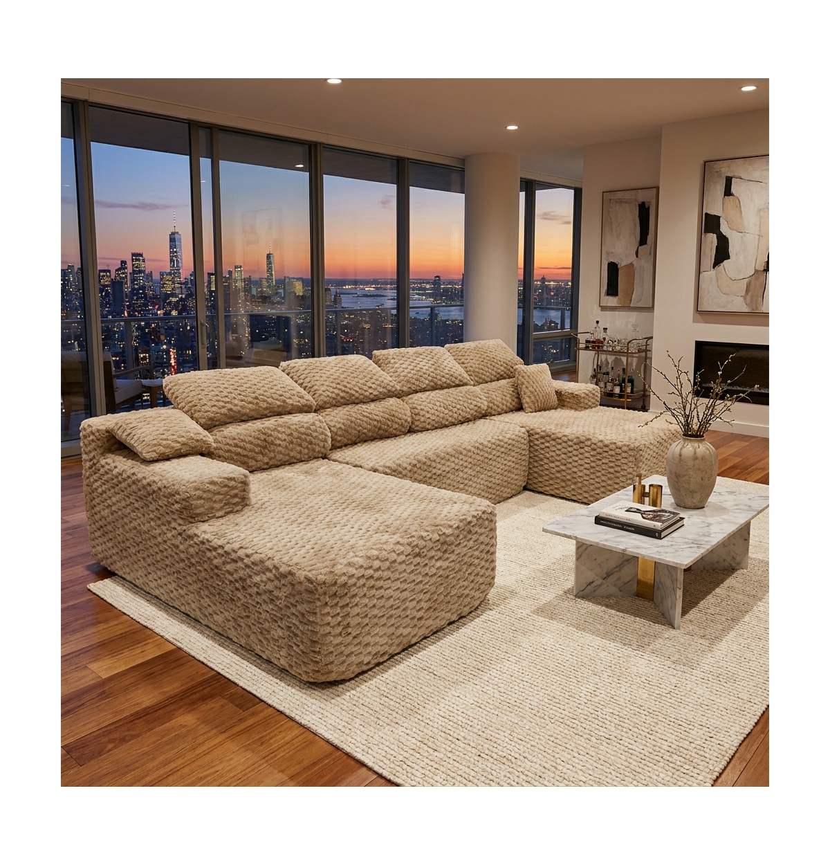 Click here for Homsee 135 3-Piece U-Shaped Sectional Sofa Set Wit... prices
