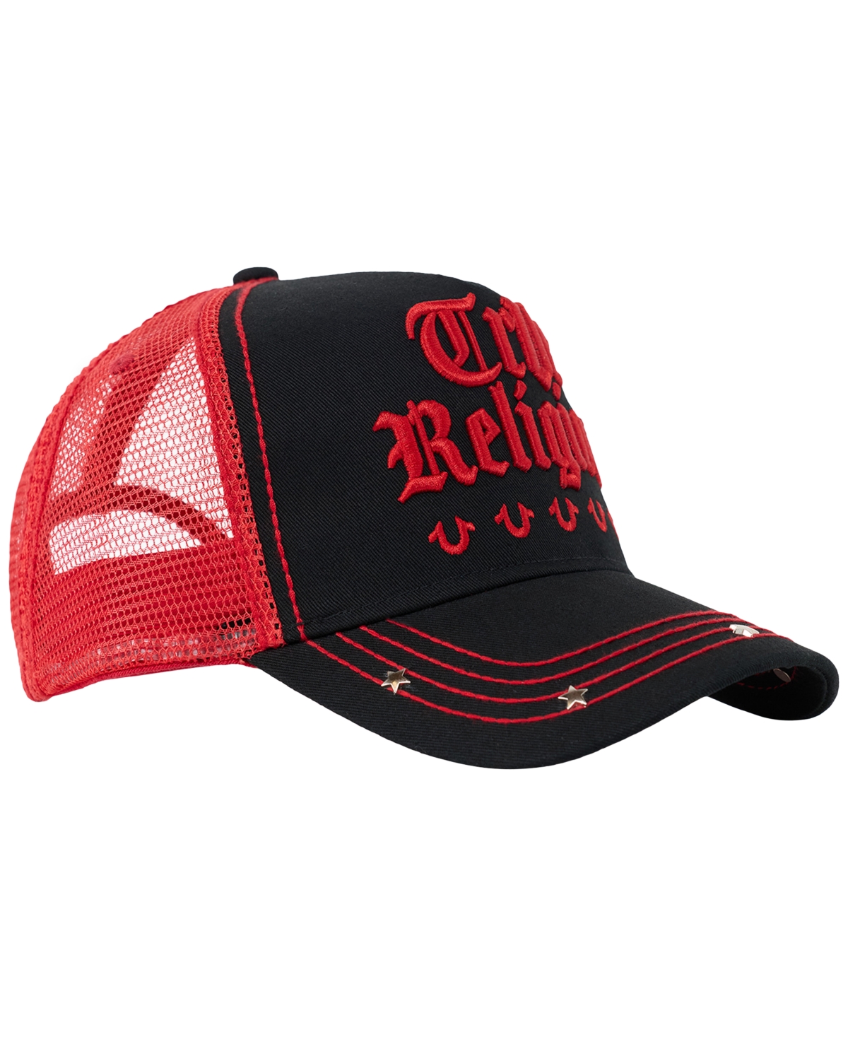 Click here for True Religion Mens Star Trucker Hat - Jet Black/Re... prices