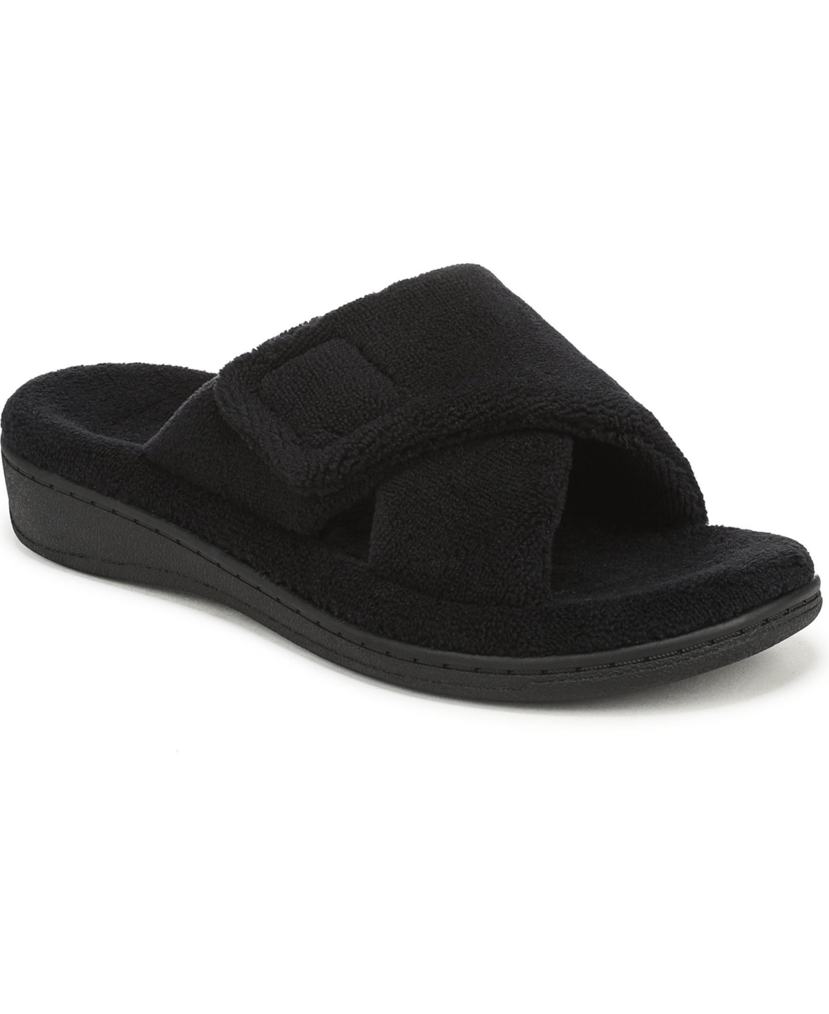 Click here for Vionic Womens Relax Open Toe Slippers - Black terr... prices