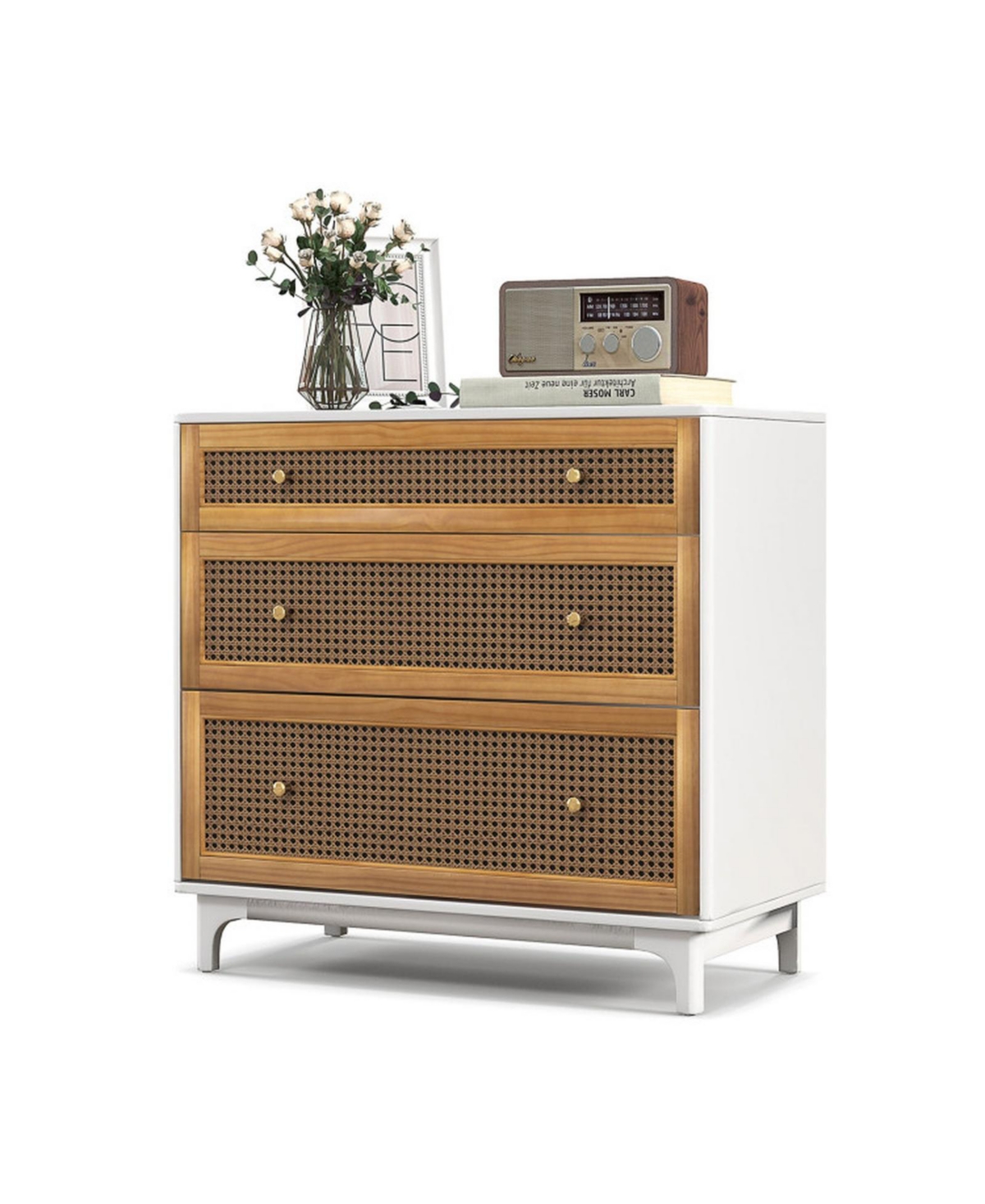 Click here for Gouun 3-Drawer Rattan Dresser Chest with Anti-Topp... prices