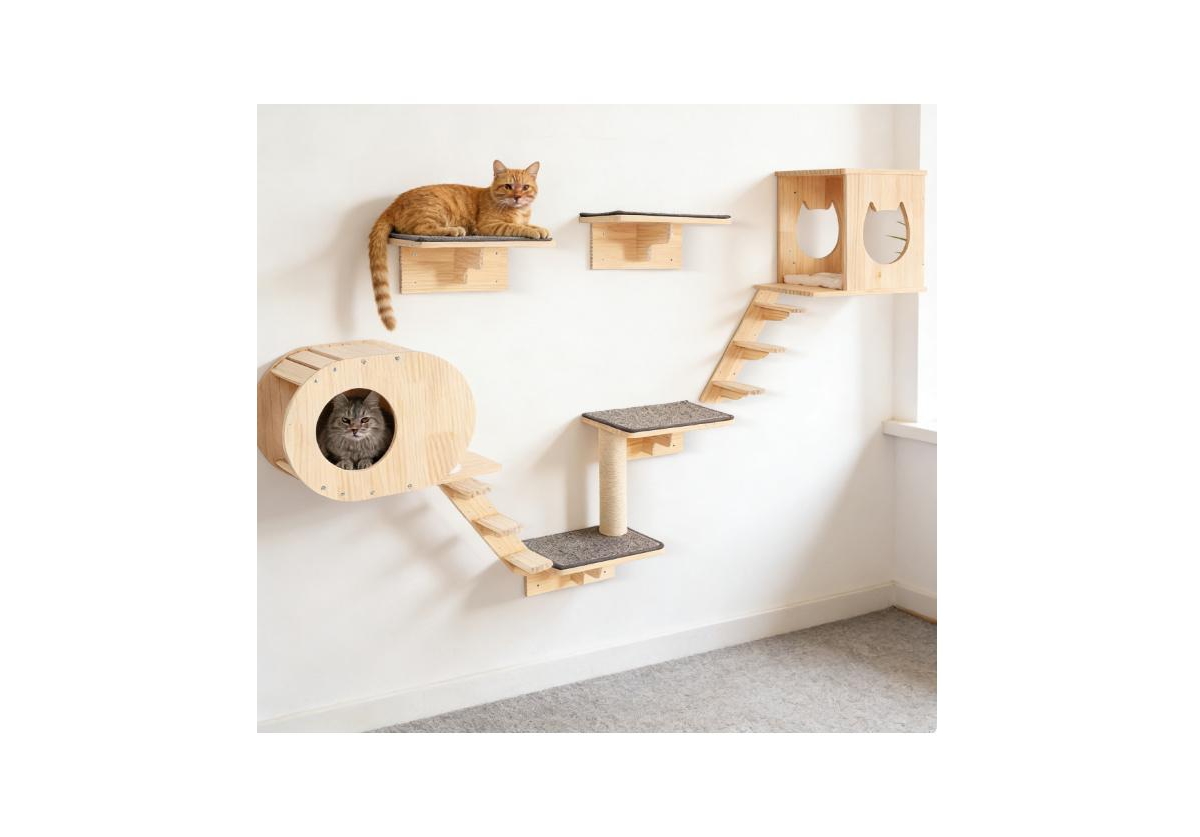 Click here for Zeus & Ruta Wall Mounted Cat Shelves Set of 7 with... prices