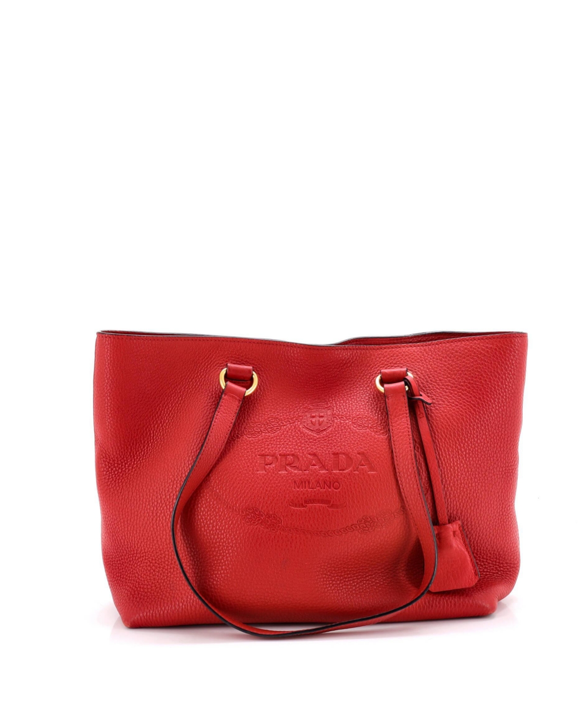 Click here for Pre-Owned Prada Medium Embossed Logo Open Tote Vit... prices