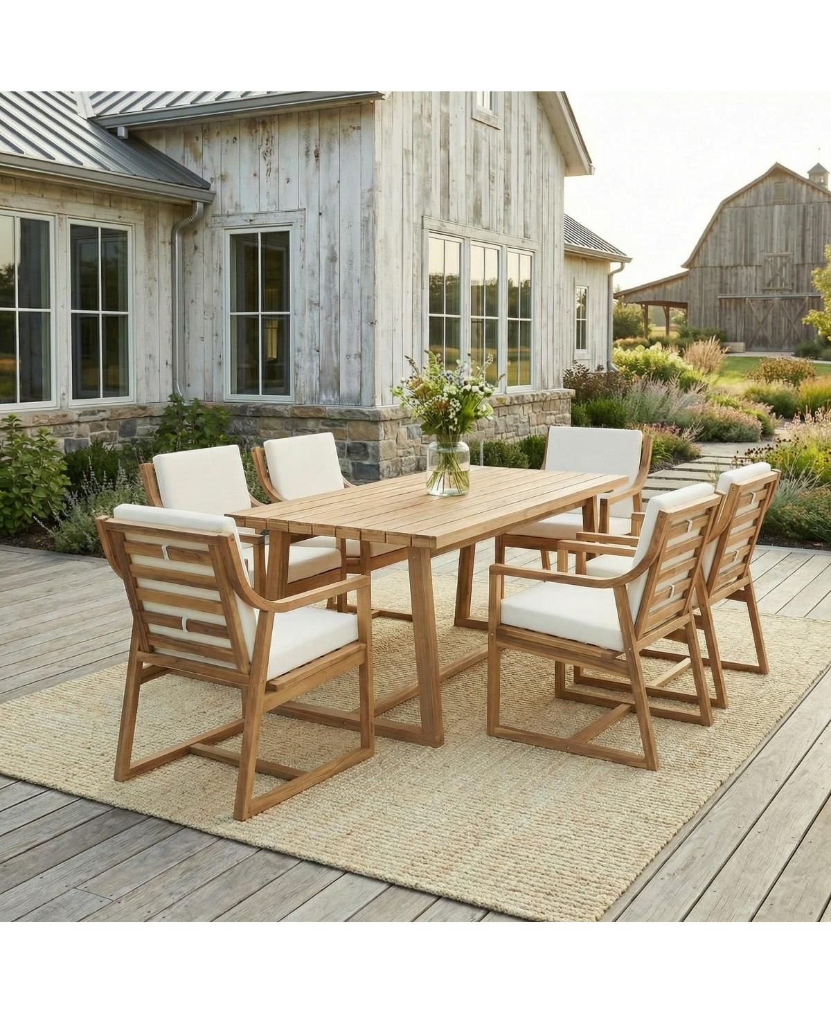 Click here for Asagikoiai 7-Piece Acacia Wood Outdoor Dining Set... prices