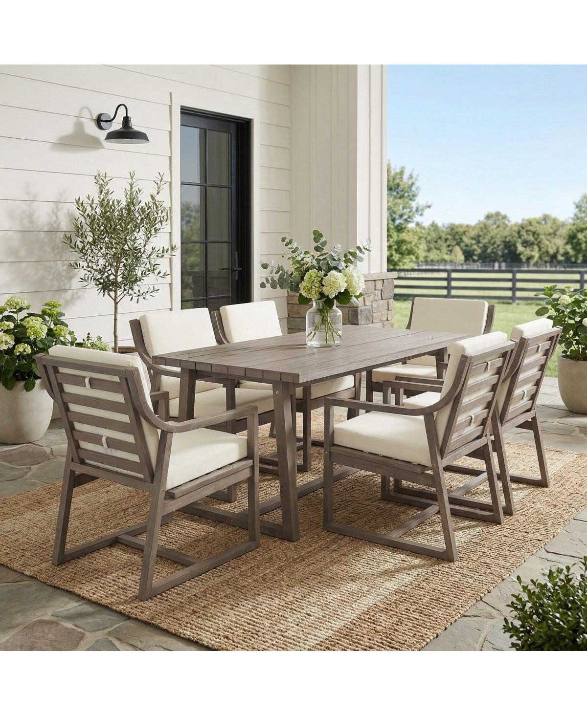 Click here for Asagikoiai 7-Piece Acacia Wood Outdoor Dining Set... prices