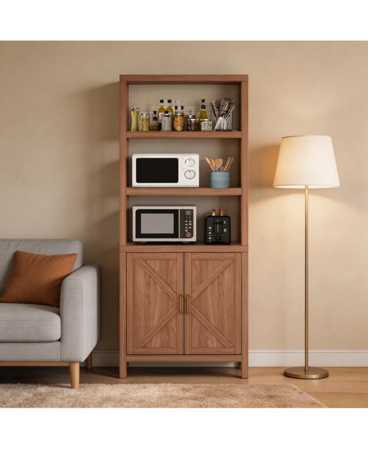 Click here for homfan Farmhouse X-Pattern 5-Tier Tall Bookshelf... prices