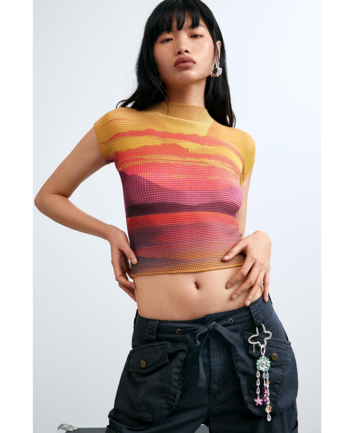 Click here for Desigual Womens Short-Sleeved High Neck Blouse - M... prices