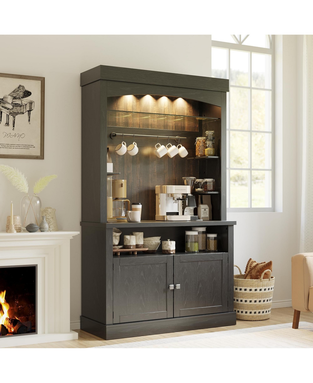 Click here for homfan 42-Inch Coffee Bar Cabin et with Led Lights... prices