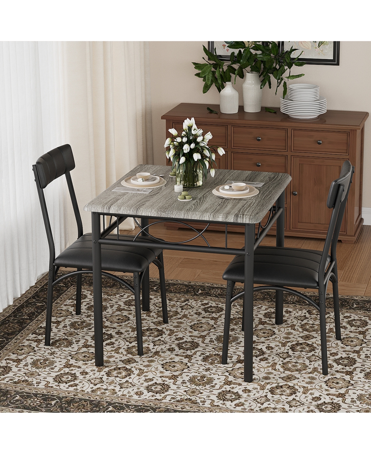 Click here for homfan 3-Piece Compact Dining Set  Pu Upholstered... prices