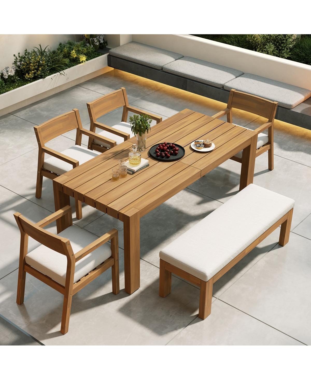 Click here for Asagikoiai 6-Piece Acacia Wood Patio Dining Set wi... prices