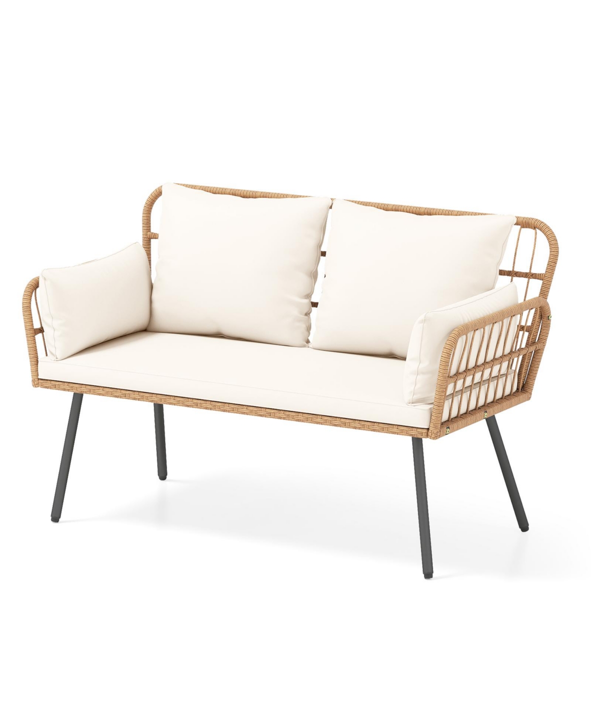 Click here for Gymax Patio Wicker Loveseat Furniture w/Seat Back... prices