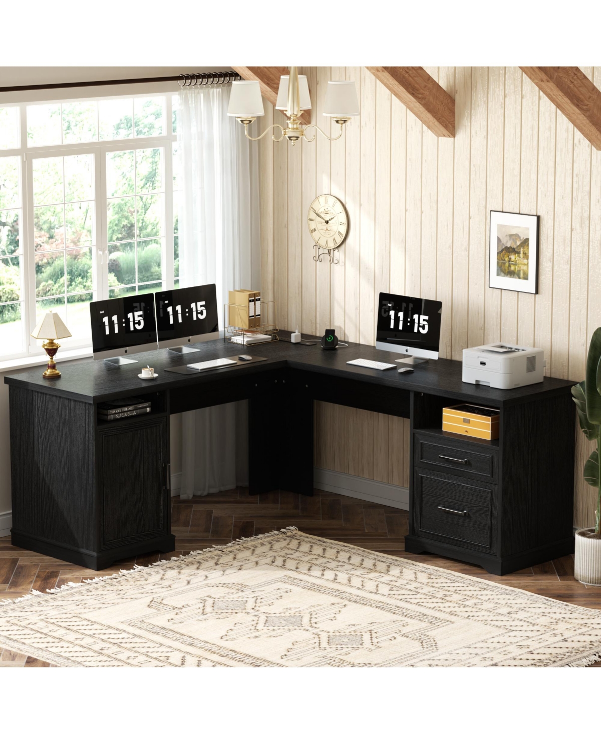 Click here for Aheaplus Corner L-Shape Desk with Charging Station... prices