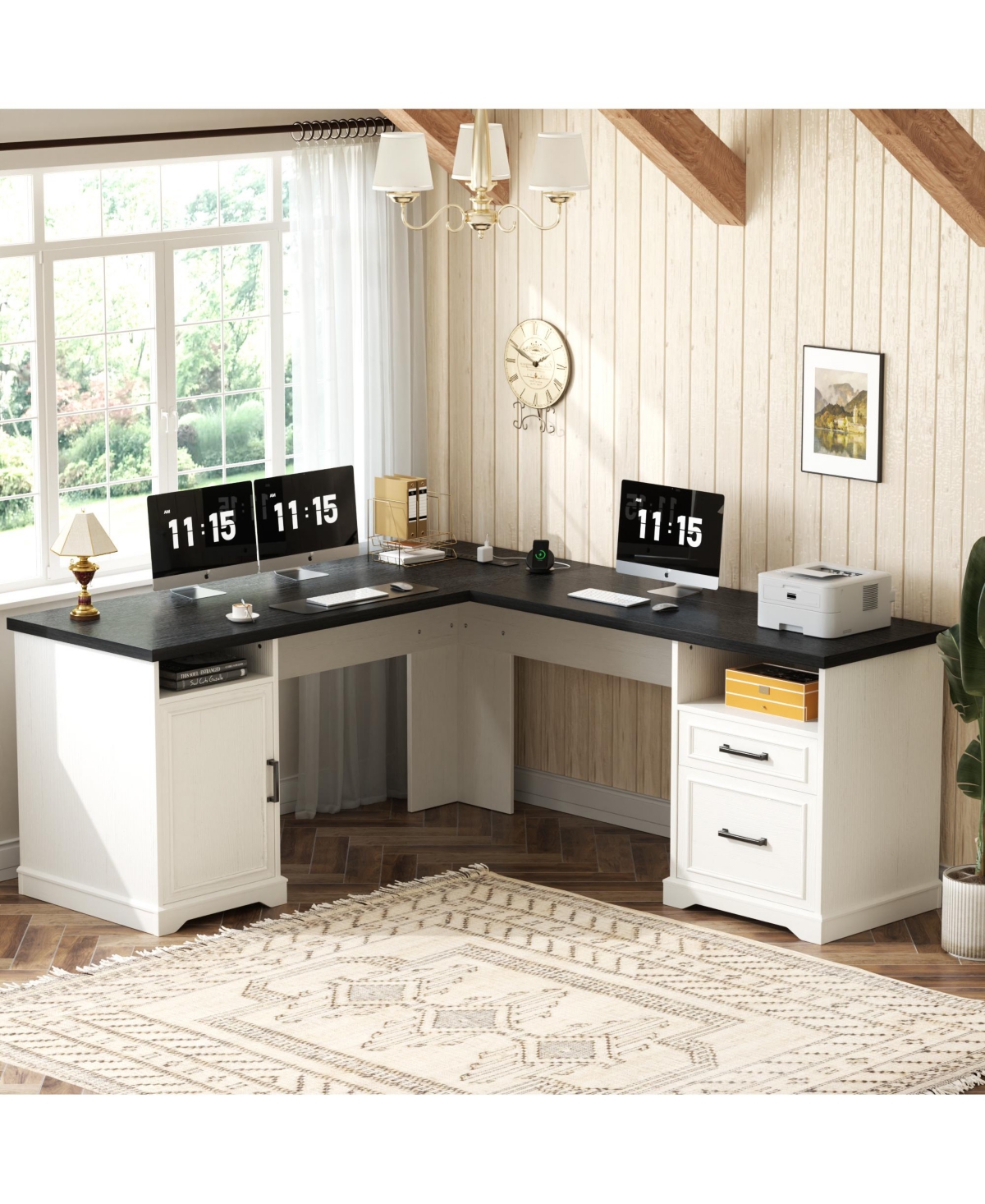 Click here for Aheaplus Corner L-Shape Desk with Charging Station... prices