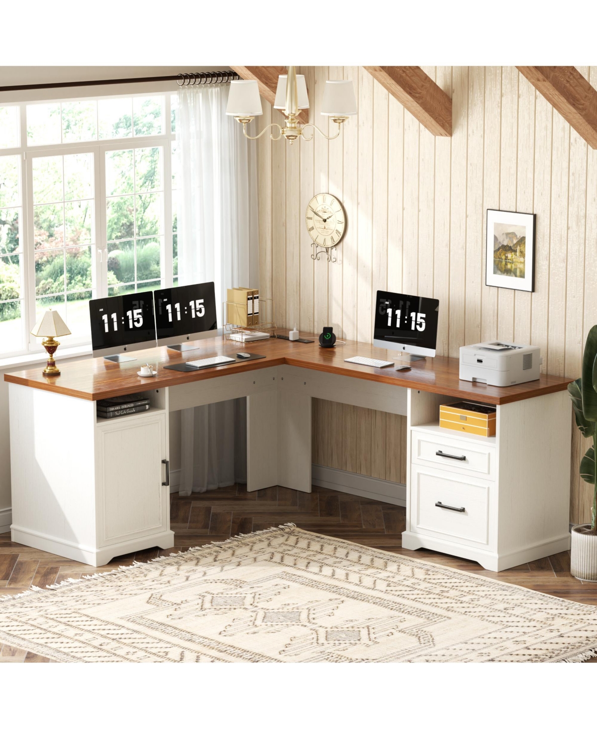 Click here for Aheaplus Corner L-Shape Desk with Charging Station... prices