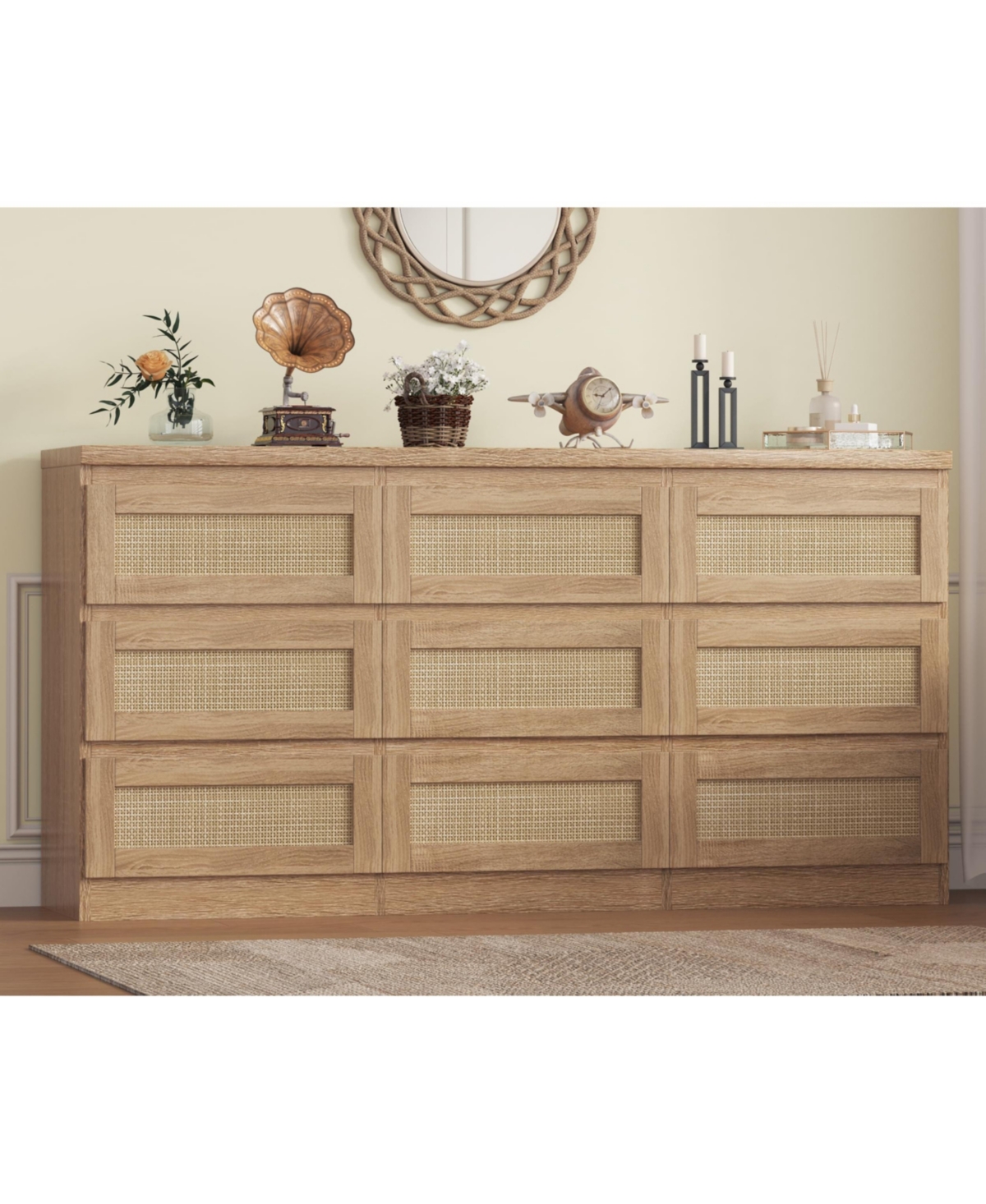 Click here for homfan Rattan 9 Drawer Dresser with Charging Stati... prices