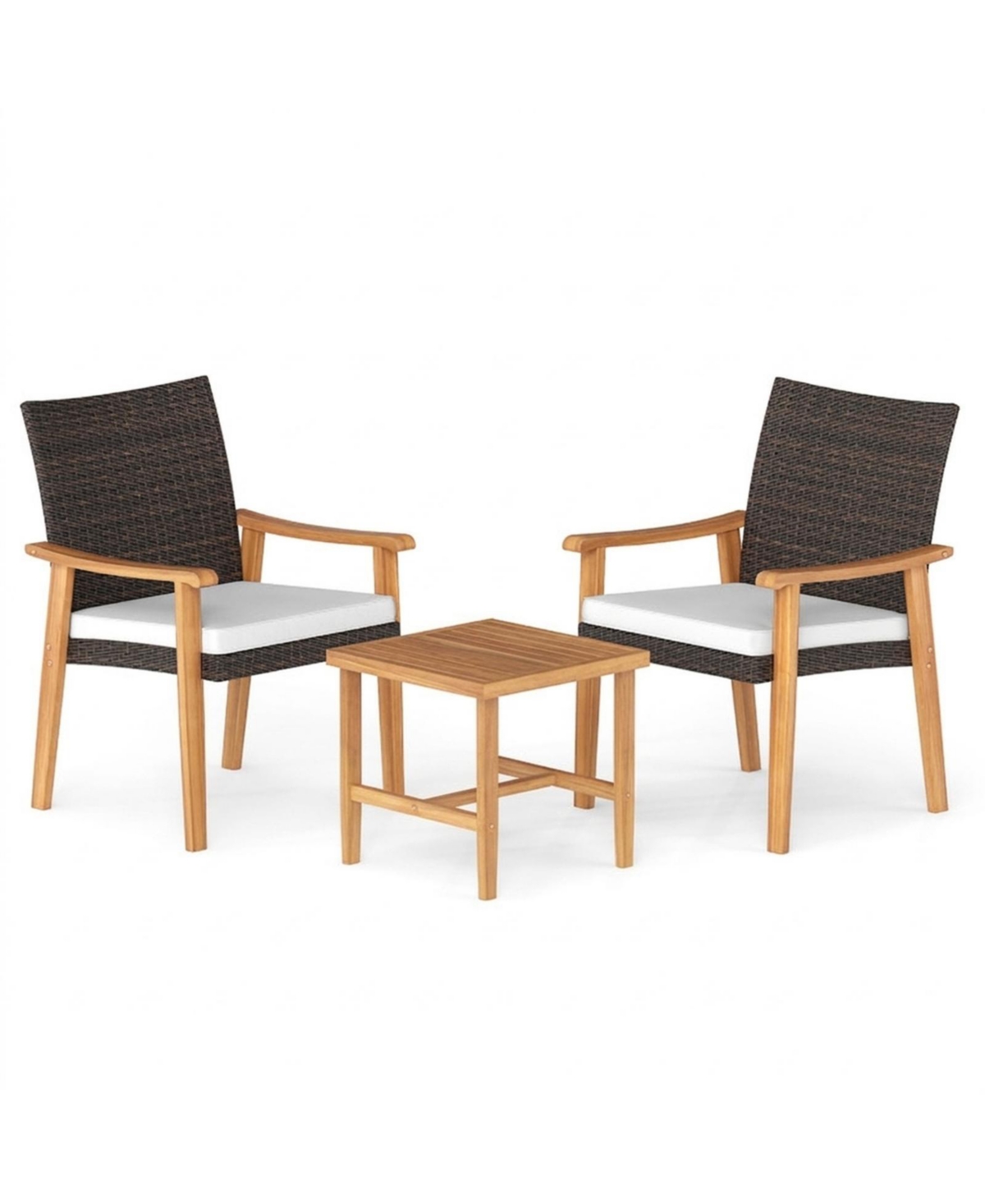 Click here for Gouun 3-Piece Pe Wicker Bistro Set with Acacia Woo... prices
