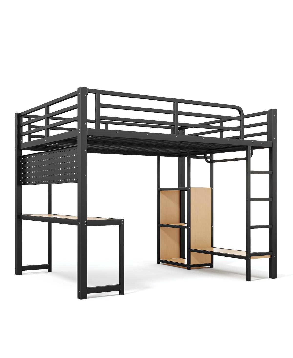 Click here for Streamdale Furniture Queen Metal Loft Bed with Des... prices