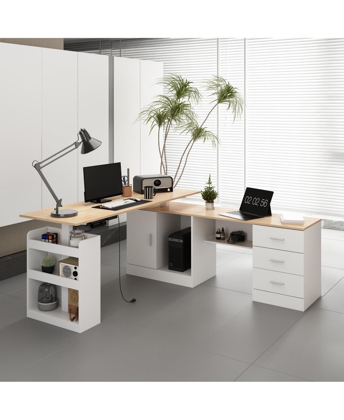 Click here for Homsee Electric Standing Desk with Drawers and She... prices