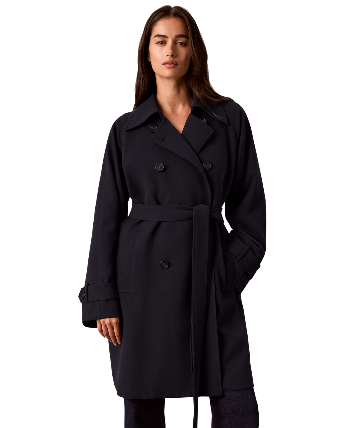 Click here for Calvin Klein Petite Belted Collared Neck Trench Ja... prices