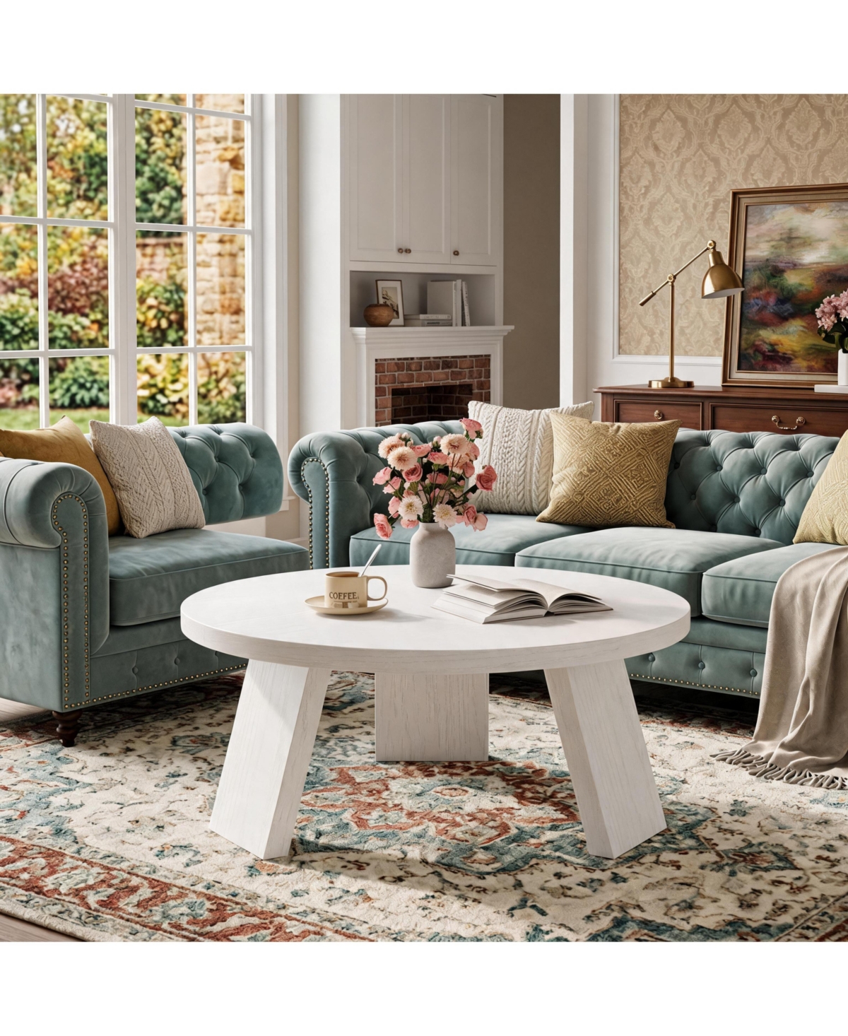 Click here for homfan 33.5 Round Coffee Table  Circle Center Tabl... prices