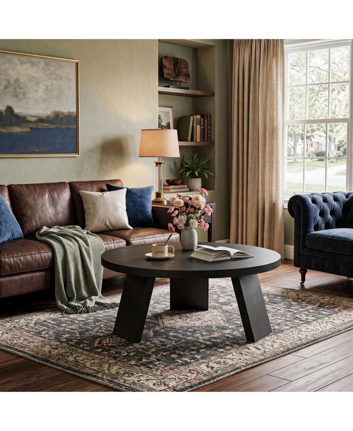 Click here for homfan 33.5 Round Coffee Table  Circle Center Tabl... prices