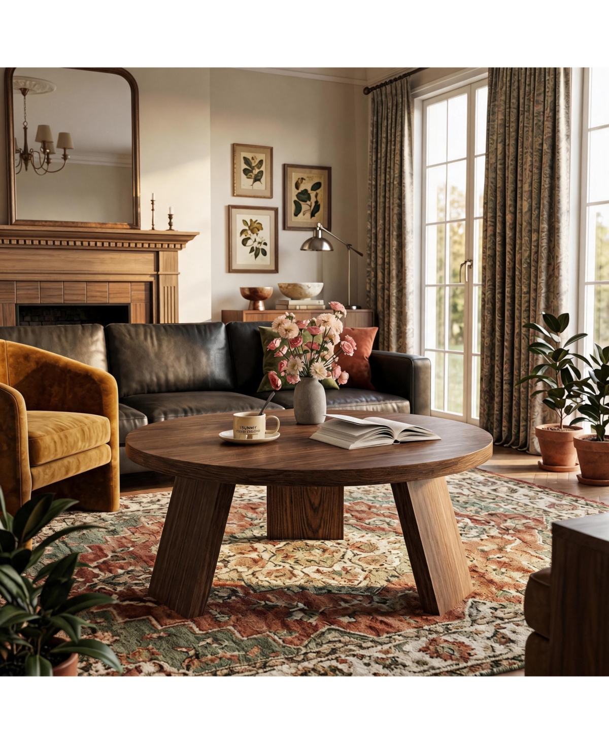 Click here for homfan 33.5 Round Coffee Table  Circle Center Tabl... prices
