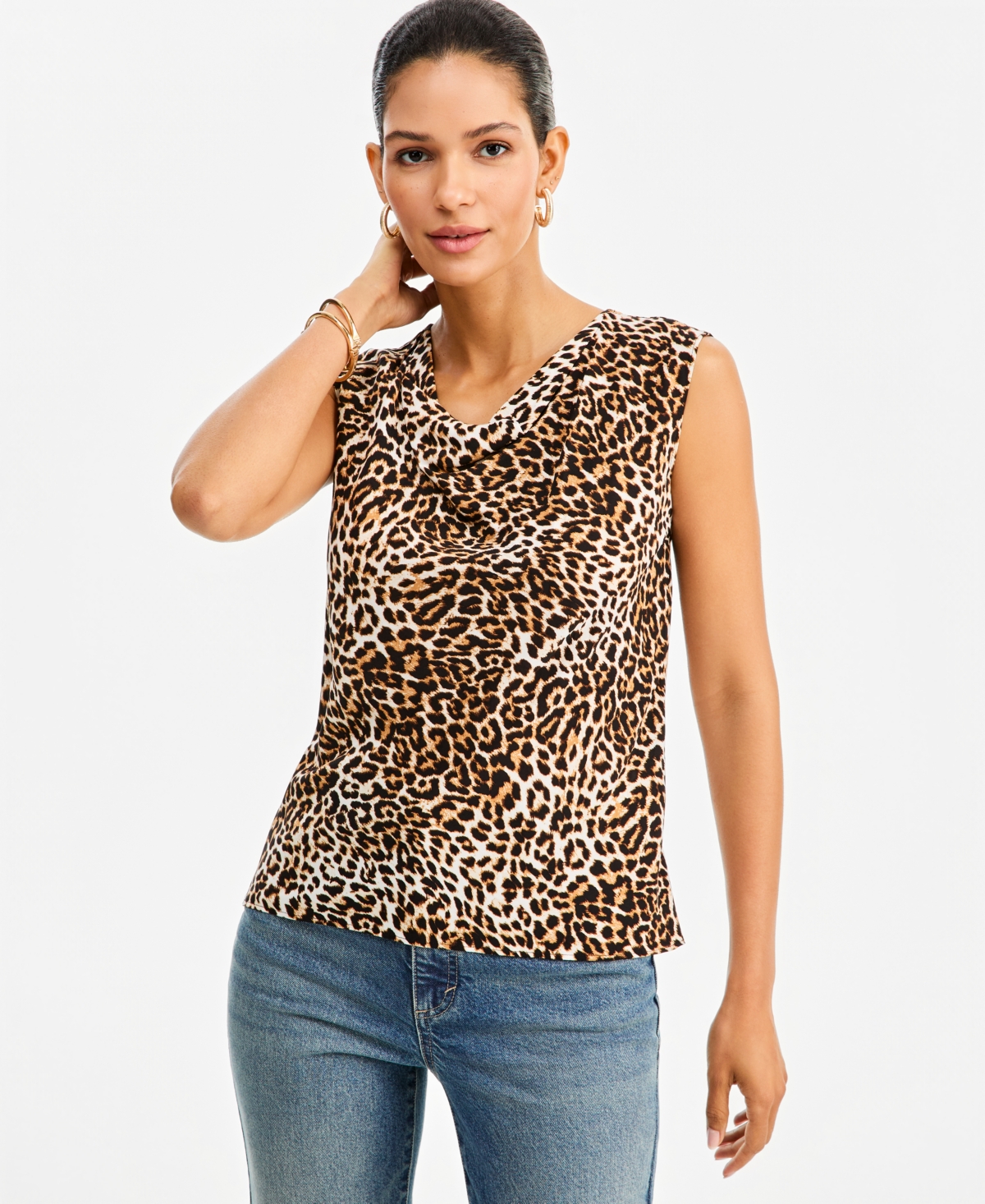 Click here for I.n.c. Womens Leopard-Print Cowl-Neck Blouse  Macy... prices