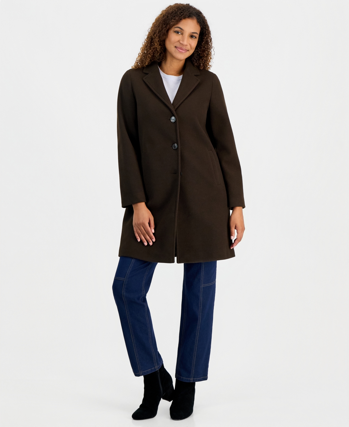 Click here for Calvin Klein Womens Single-Breasted Herringbone Wa... prices