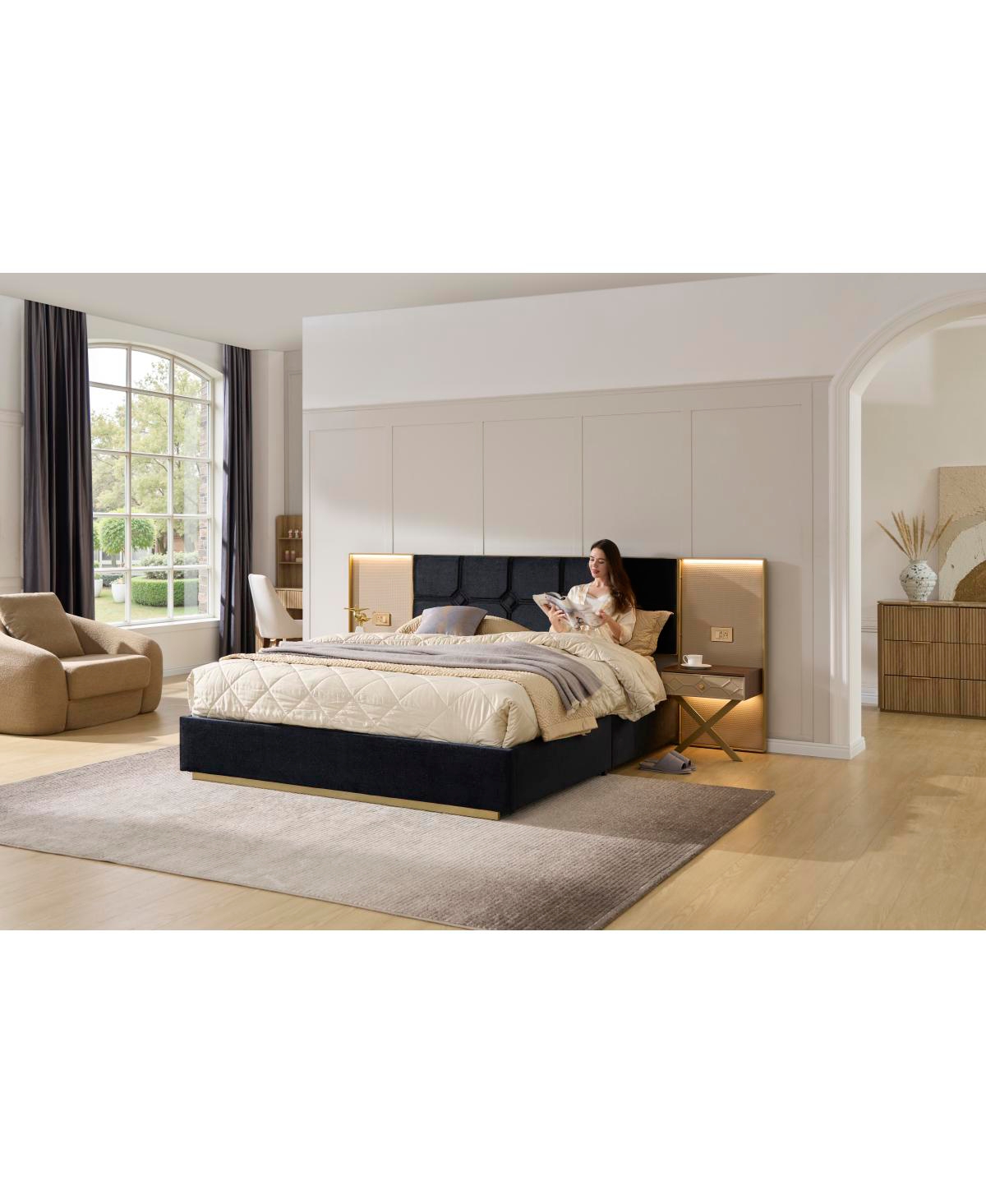 Click here for Streamdale Furniture Luxurious Velvet Platform Bed... prices
