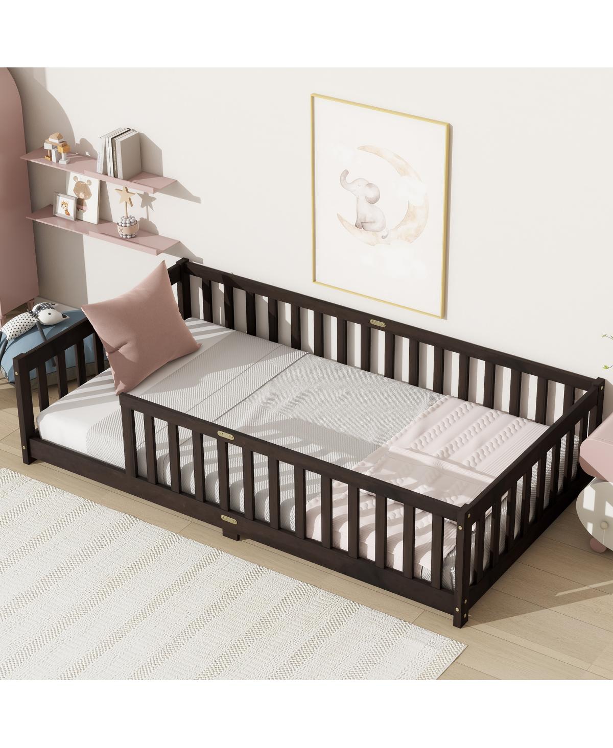 Click here for Streamdale Furniture Twin Size Floor Bed with Fenc... prices
