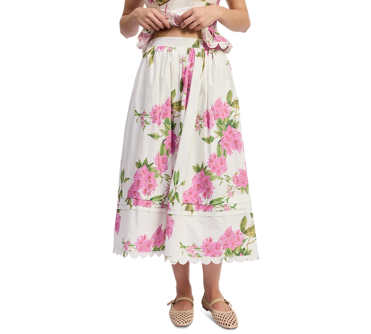 Click here for En Saison Womens Esther Pintuck Midi Skirt - White prices