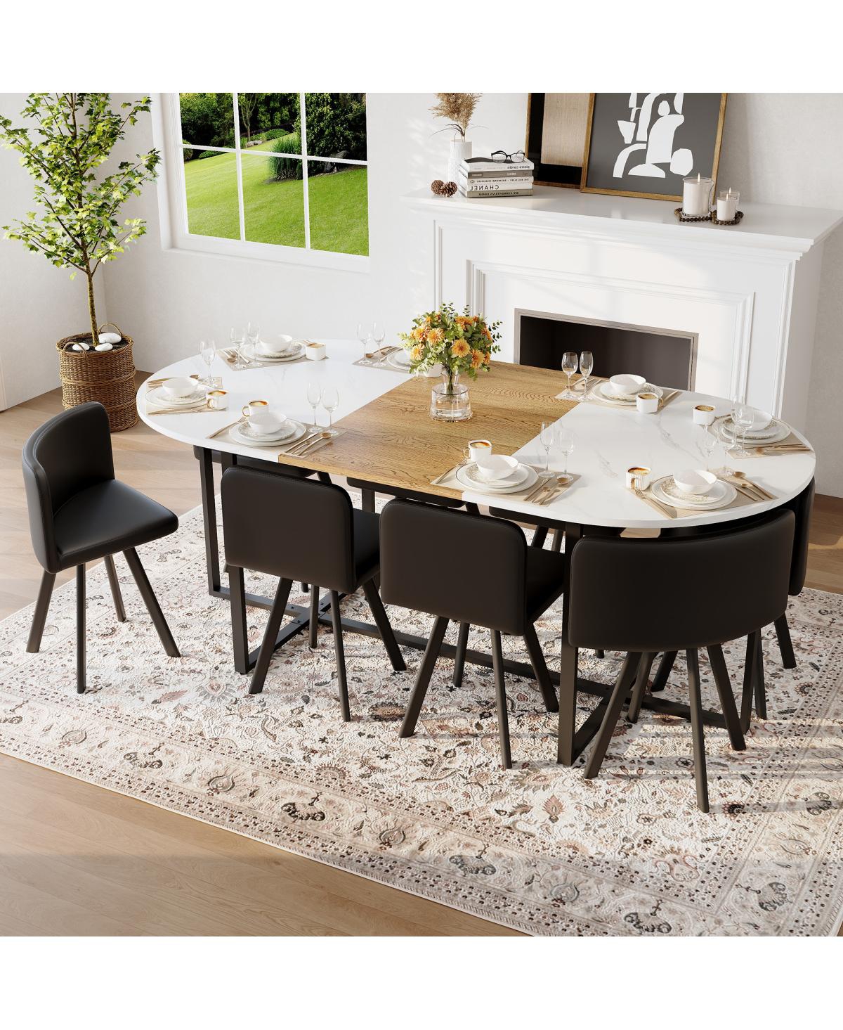 Click here for Streamdale Furniture 9-Piece Oval Faux Marble Dini... prices
