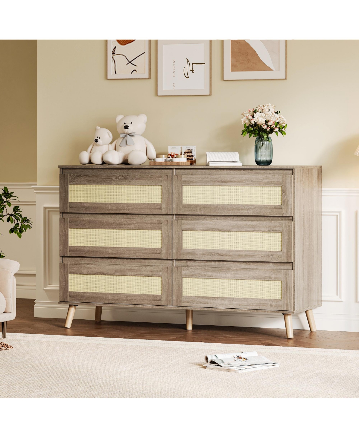 Click here for homfan 6 Drawer Rattan Dresser with Storage for Be... prices