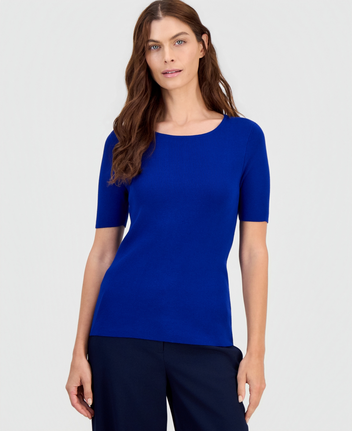 Click here for Tahari Asl Womens Short-Sleeve Scoop-Neck Sweater... prices