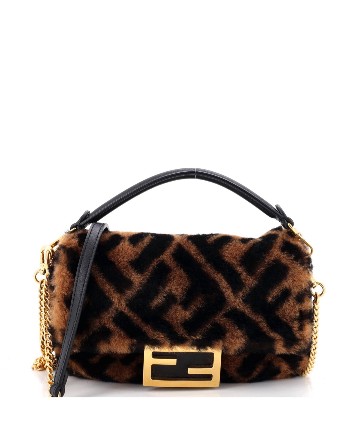Click here for Pre-Owned Fendi Mini Baguette Nm Bag Zucca Shearli... prices