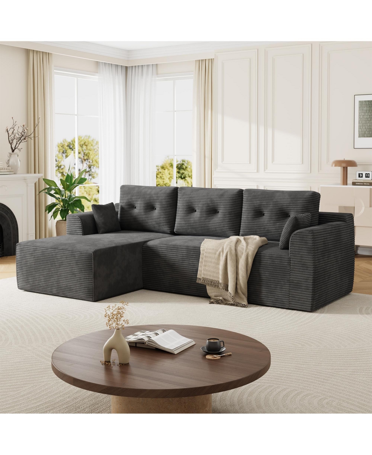 Click here for homfan 105 L-Shaped Cloud Sectional Sofa with Deep... prices