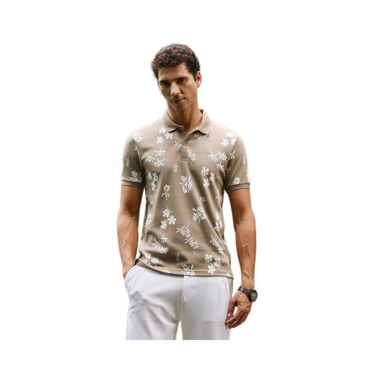 Click here for Campus Sutra Mens Flora-Jacquard Polo T-Shirt - As... prices