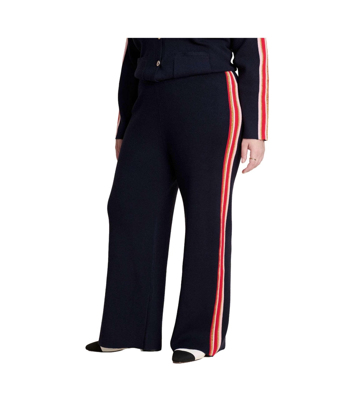 Click here for Eloquii Womens Side Stripe Sweater Pant - Navy prices