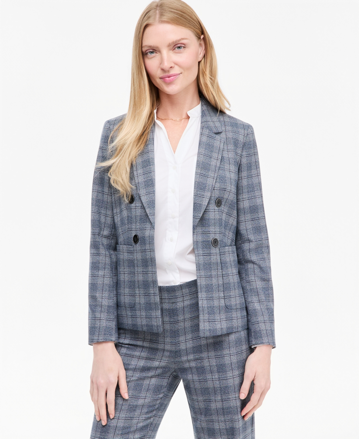 Click here for Jones New York Womens Plaid Notch Collar Jacket -... prices