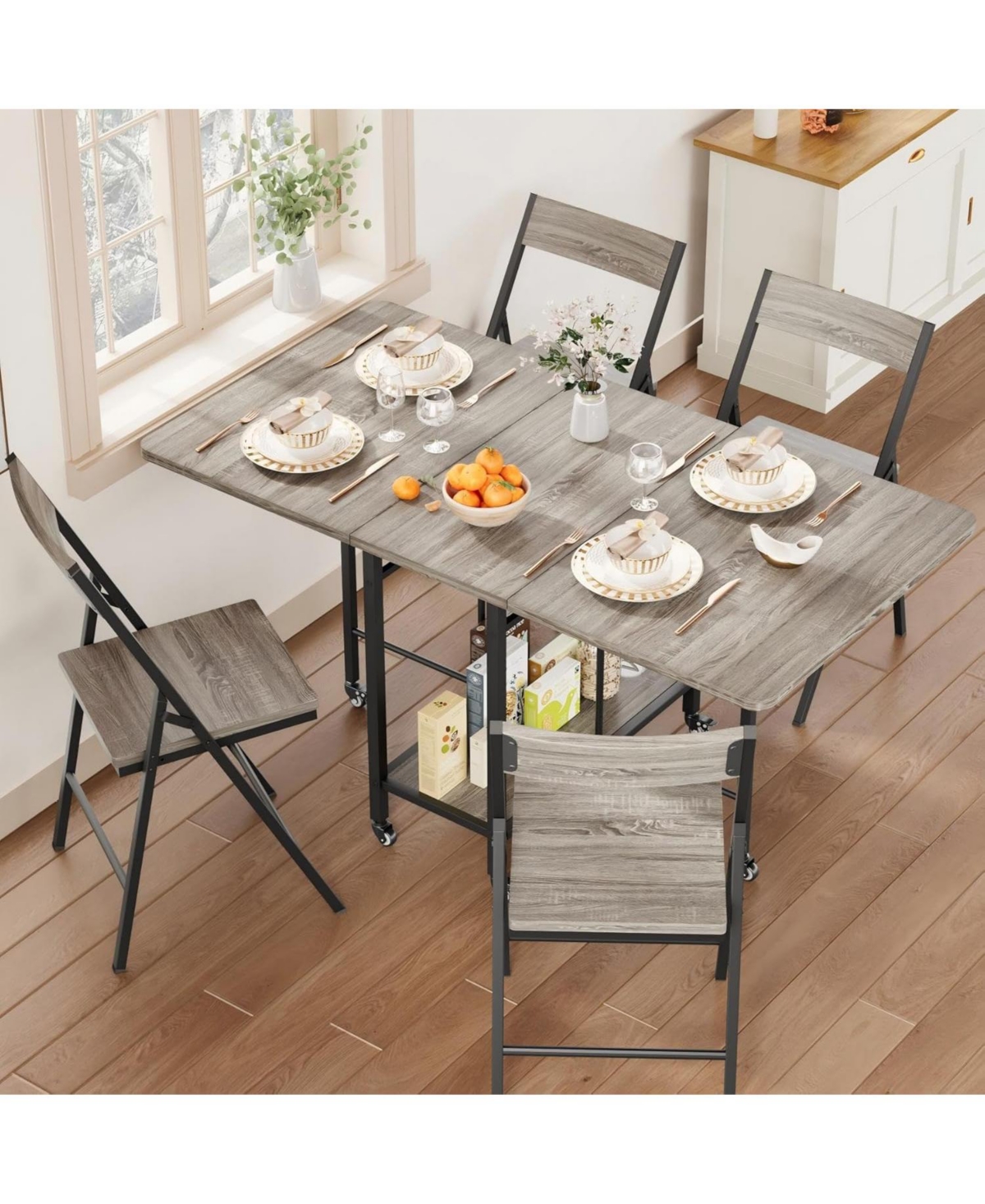 Click here for gaomon Folding Dining Table Set with 4 Folding Cha... prices