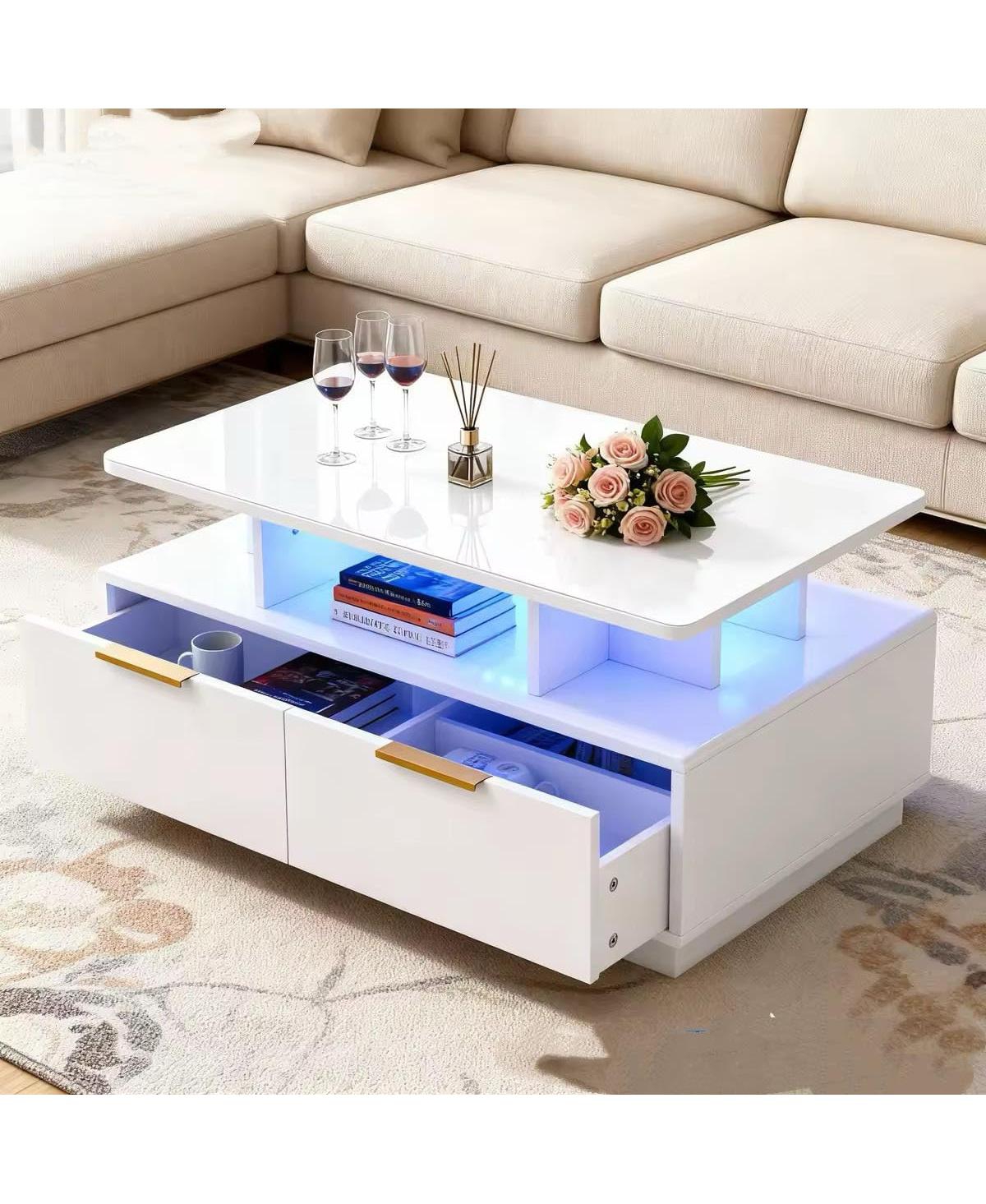 Click here for gaomon Led Coffee Table  Modern 2-Tier Center Tabl... prices