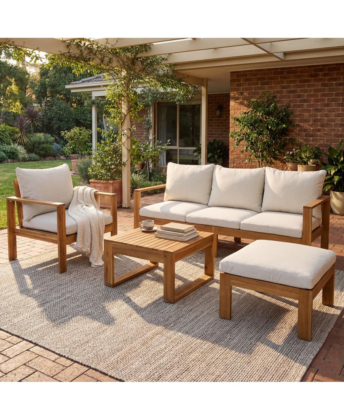 Click here for Asagikoiai 4-Piece Acacia Wood Outdoor Furniture S... prices
